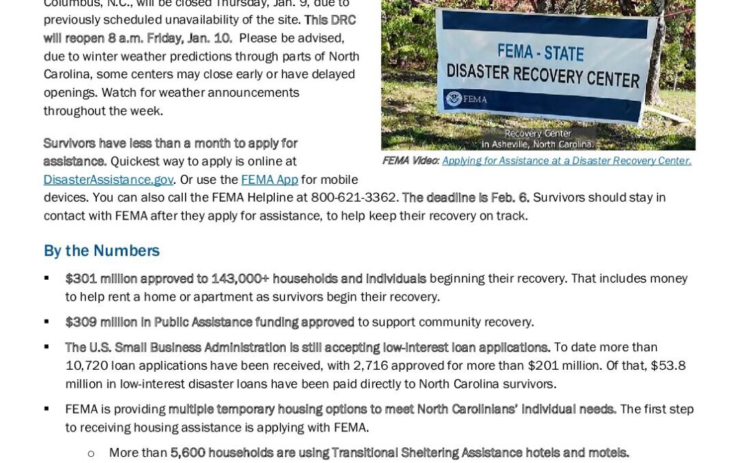 DR-4827-NC Disaster Fact Sheet (DFS070) Jan 8 2025 | Ready Haywood